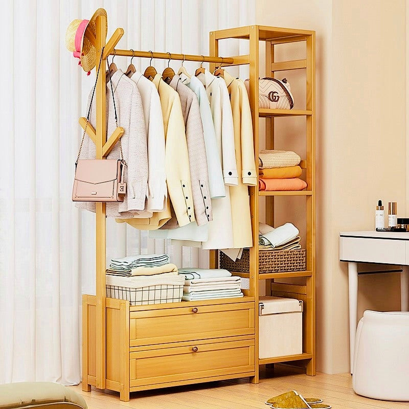 Modern Wooden Clothes Rack Stand | Wooden Alna – GRIHOSHAJ.COM